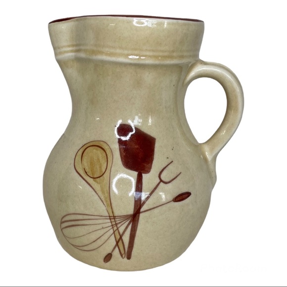 Vintage | Dining | Vintage Cream And Brown Kitchen Utensil Pitcher ...